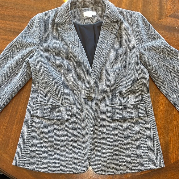 LOFT | Jackets & Coats | Blue Herringbone Loft Blazer Suit Jacket ...